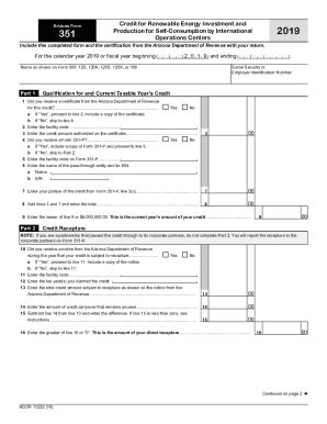 Fillable Online Fillable Online Azdor Arizona Form 351 Credit For