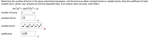 [solved] determine the number of terms in the given polyn