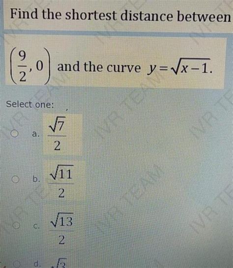 [answered] find the shortest distance between 10 a and the curve y x 1 kunduz