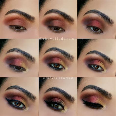 The Veiled Artist Gold And Red Dramatic Smokey Eyes Tutorial For