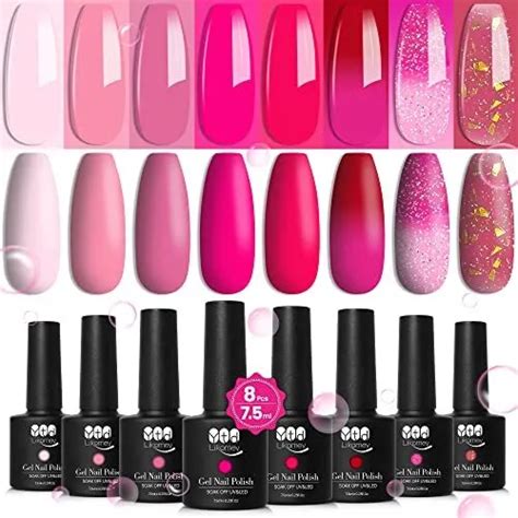 YTD LIKOMEY VERNIS Gel Semi Permanent Set Rose Bubble 8 Couleurs Vernis