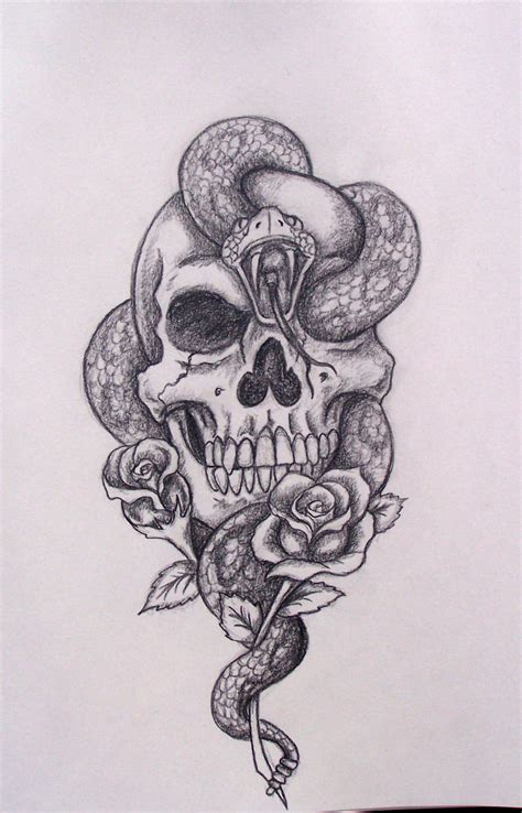 Skull Snake Roses By Davart On Deviantart