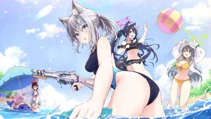 Looking At Viewer Ponytail Wet Body Long Hair Group Of Women Ass