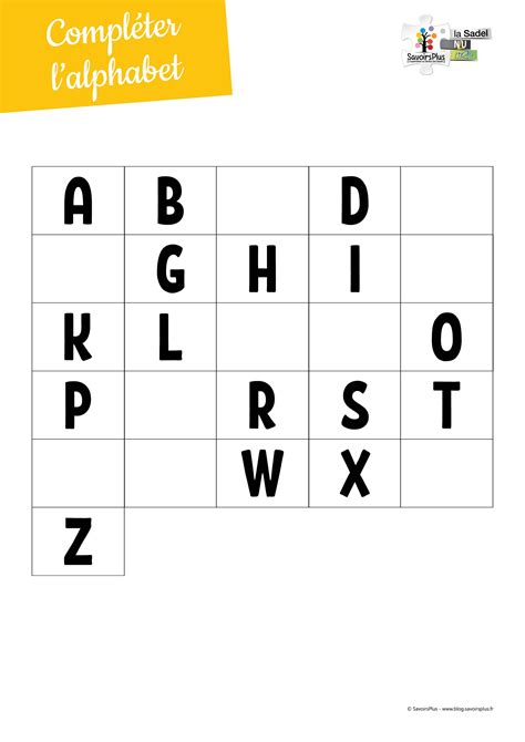 Téléchargement Compléter lalphabet Le blog SavoirsPlus Alphabet