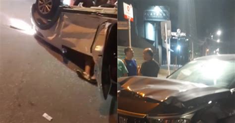 Vídeo carro capota após colisão e mulher fica presa às ferragens na