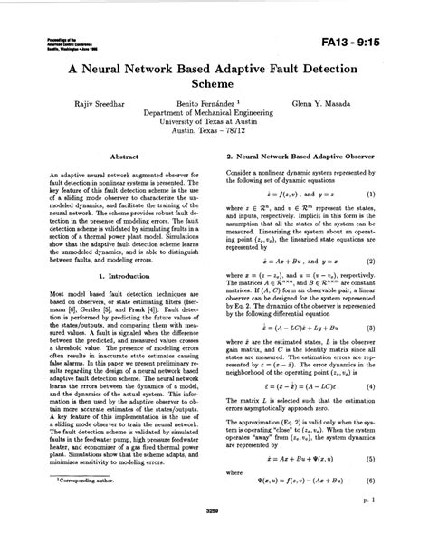 pdf a neural network based adaptive fault detections