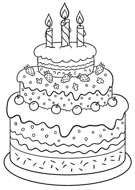 Desenhos de Bolo de Aniversário para colorir Bora Colorir