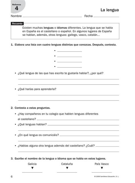 Santillana Refuerzo Ampliacion Lengua Tercero Apuntes De Lengua