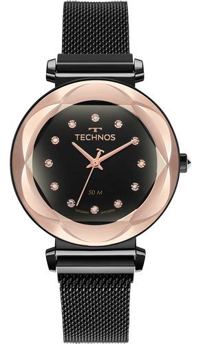 Relógio Technos Elegance Crystal Preto 2035msa4p Feminino