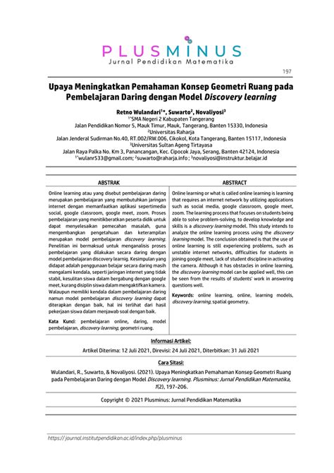 PDF Upaya Meningkatkan Pemahaman Konsep Geometri Ruang Pada