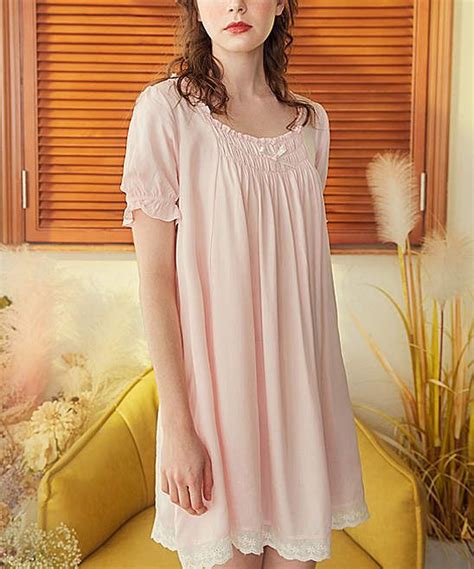 Chongmu Womens Nightgowns Pink Pink Shirred Bow Detail Palace Nightgown Women Sponsored