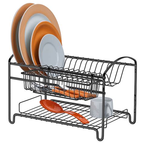 Escorredor De Louças Duplo 16 Pratos Aço Ônix 1522OX no Shoptime