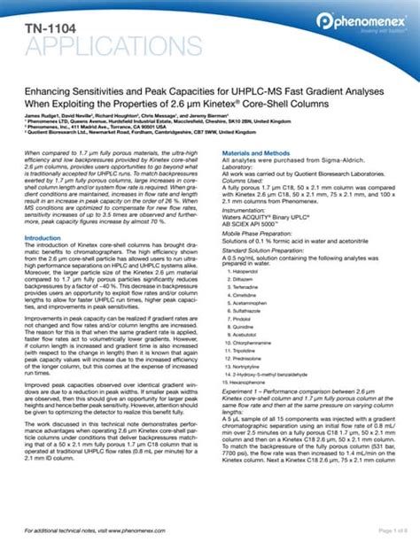 enhancing sensitivities and peak capacities for uhplc ms fast gradient analyses when exploiting