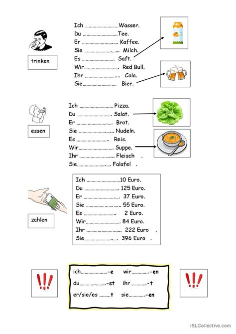 Verbkonjugationen allgemein Deutsch DAF Arbeitsblätter pdf doc