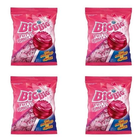 Kit Pacotes Pirulito Big Big Tutti Frutti C Recheio De Chicle G