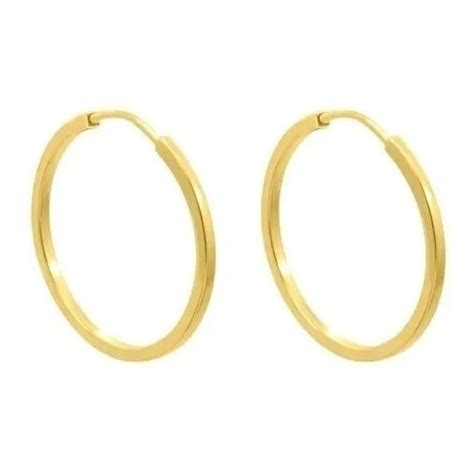Brinco Adulto Ouro 18k Argola Redonda 750 M Shopee Brasil