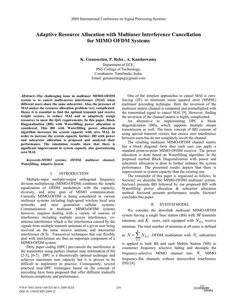 pdf adaptive resource allocation with multiuser interference cancellation for mimo ofdm systems
