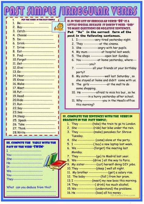 Past Tense Irregular Verbs Exercises Joshua Bank S English Worksheets