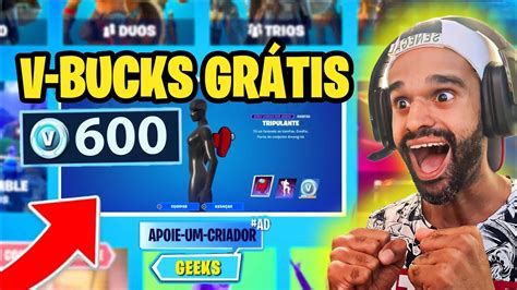 Como ganhar V Bucks no Fortnite e itens do Amongus Grátis YouTube