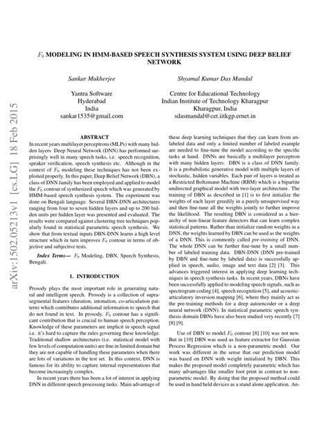 pdf f0 modeling in hmm based speech synthesis system using deep belief network