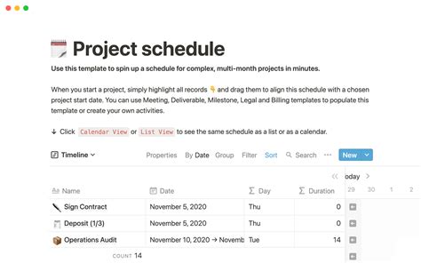 Notion Template Gallery Project Schedule