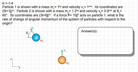 solved particle 1 is shown with a mass m1 1kg and velocity