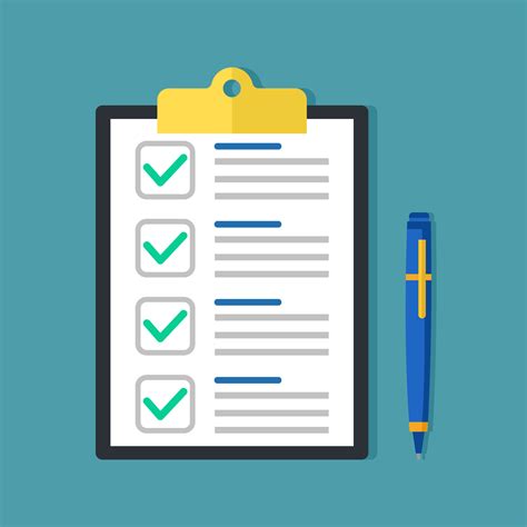 Clipboard With Green Ticks Checkmarks And Pen Checklist Vector