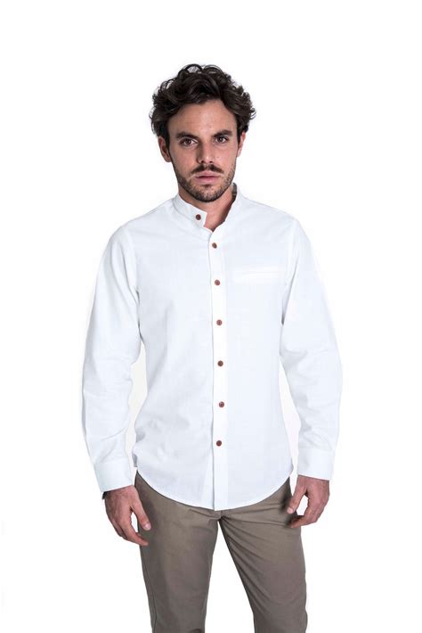 Venta Camisas De Lino Cuello Mao Para Hombres En Stock