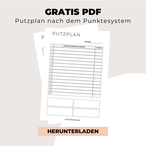 Der Ultimative Putzplan F R Deine Wg Gratis Vorlage Zum Herunterladen