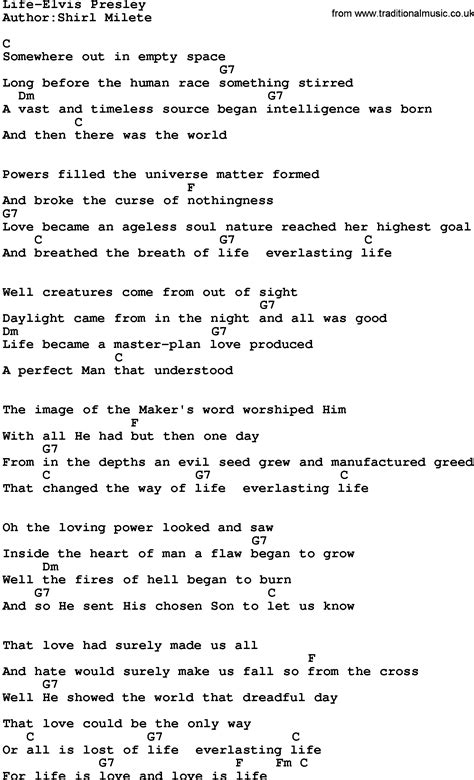 Country Music Life Elvis Presley Lyrics And Chords