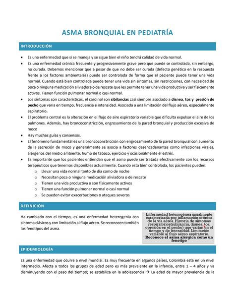 SOLUTION Asma Bronquial En Pediatria Studypool