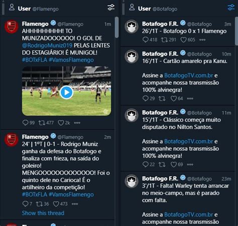 Botafogo 0 x 2 Flamengo na versão clássico digital Fim de Jogo