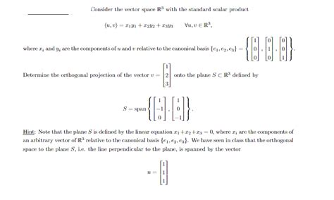 solved consider the vector space r3 with the standard scalar