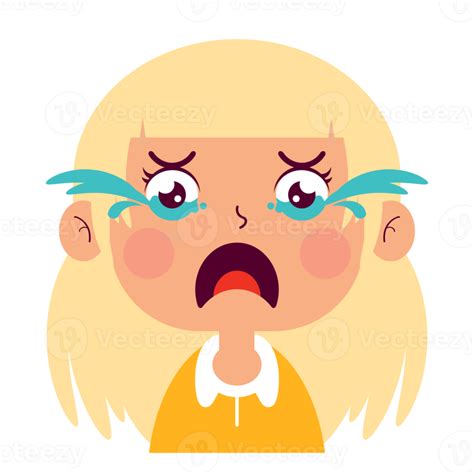 Girl Crying Face Cartoon Cute 17189016 PNG