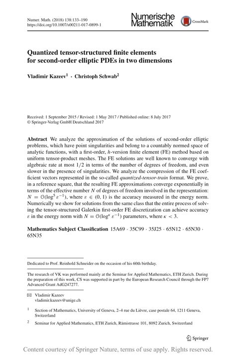 quantized tensor structured finite elements for second order elliptic pdes in two dimensions