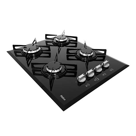 Cooktop 4 Bocas a Gás Philco Cook Chef 4 Preto Bivolt Schumann