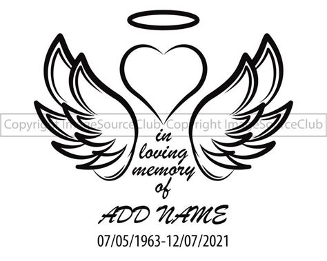 In Loving Memory Memorial SVG PNG Angel Wings With Halo And Heart