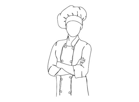 Jednoliniowy Rysunek Szefa Kuchni Kontynuuje Ilustrację Wektorową Linii