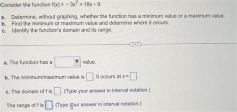 solved consider the function f x −3x2 18x−9 a determine