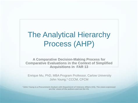 pdf the analytical hierarchy process ahp the analytical hierarchy process ahp a