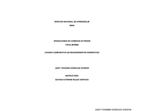 Cuadro Comparativo Requerimientos Normativos SERVICIO NACIONAL DE
