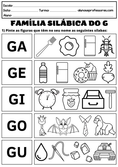 Atividades A Letra G Para Imprimir Alunos E Professores