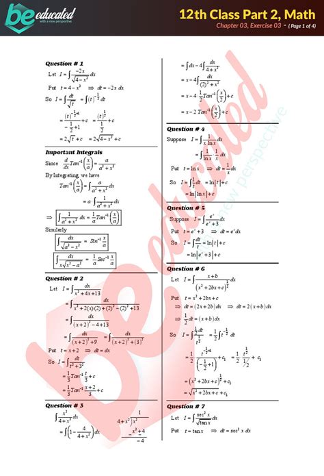 exercise 3 3 mathematics fsc part 2 notes inter part 2 notes