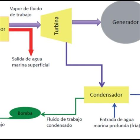Esquema conceptual de una planta OTEC de ciclo cerrado Garduño Ruíz et