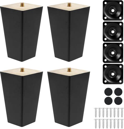 Knpwer 4 Pcs Pieds De Meuble En Bois 10cm Pieds De Table En Bois