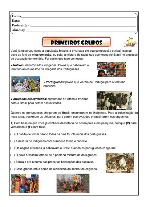 Avaliação De História 5 Ano A Formação Dos Primeiros Povos REVOEDUCA