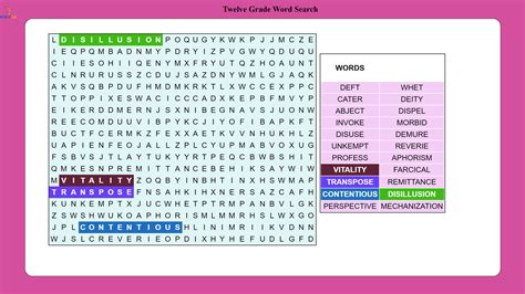 Twelve Grade Word Search Coirle