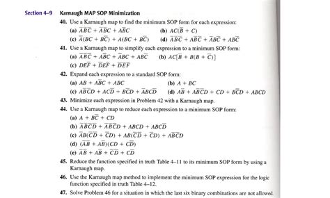 solved section 4 9 karnaugh map sop minimization 40 use a karnaugh map to find the minimum sop