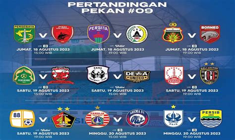Jadwal Pekan Ke 9 BRI Liga 1 2023 2024 Ada Laga Menarik Persebaya Vs