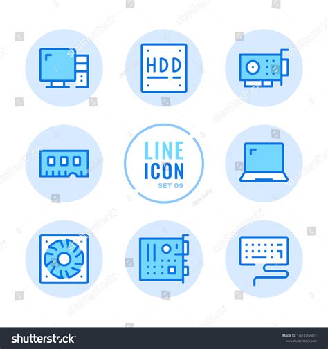 Computer Hardware Vector Line Icons Set Stock Vector Royalty Free